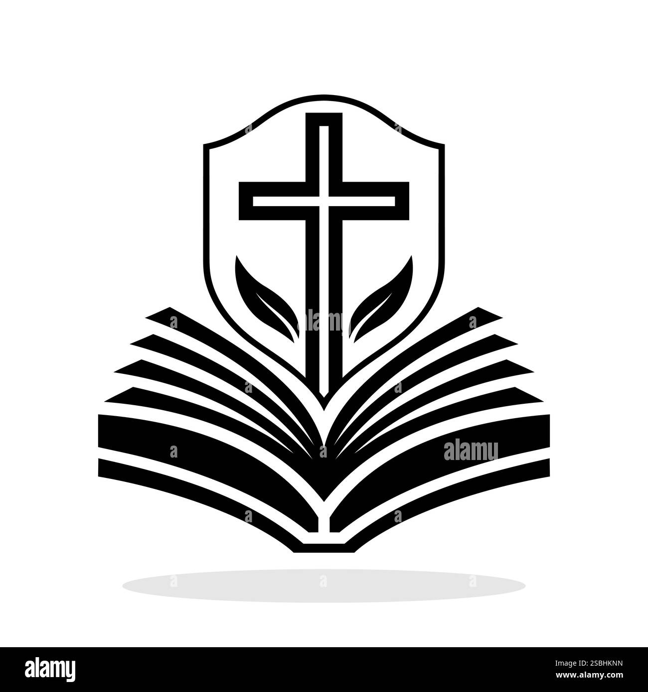 Religion icon. Simple black and white icon of christian cross standing ...