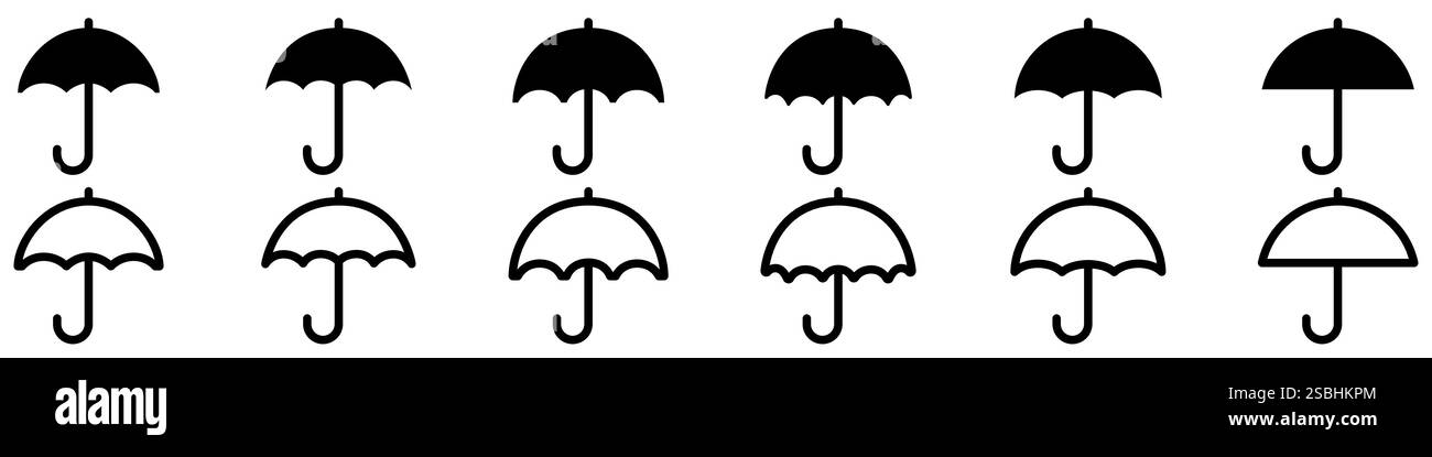 Umbrella icon. Set of black umbrella icons. Umbrella symbol. Vector ...