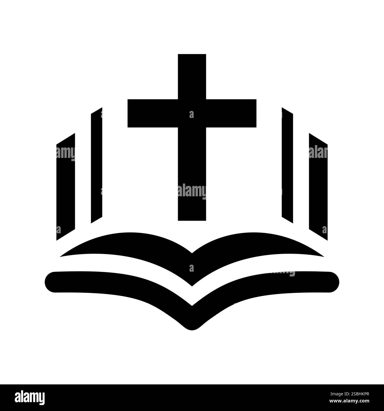 Religion icon. Simple black and white icon of christian cross standing ...