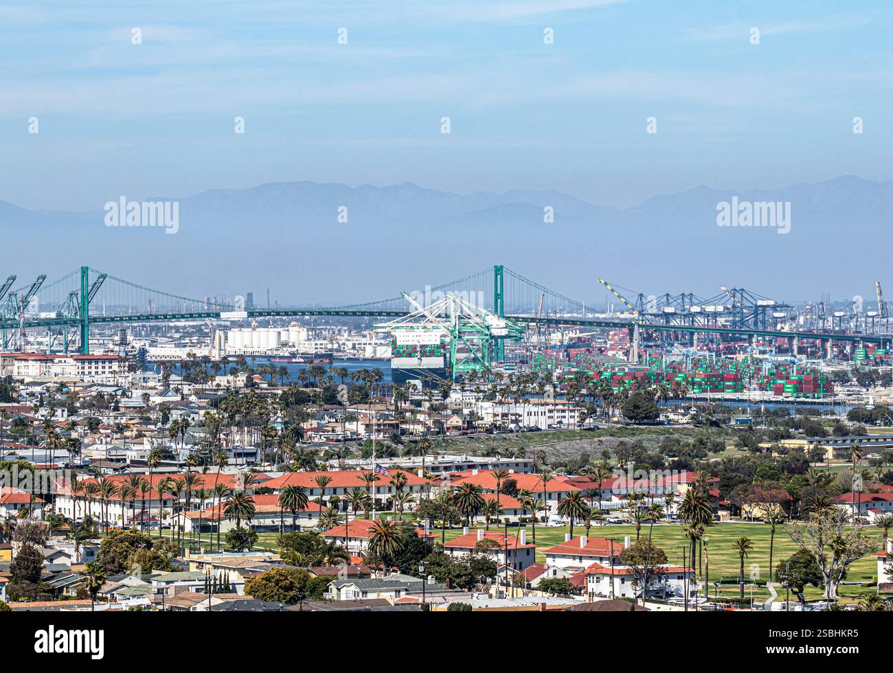The Port of Los Angeles with Fort MacArthur in the foreground and the ...