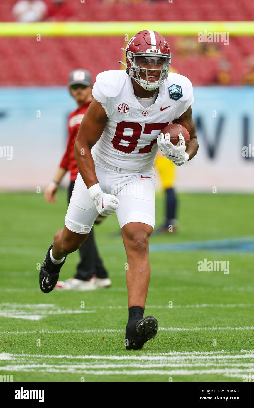 Alabama Crimson Tide tight end Danny Lewis Jr. (87) runs with the ball ...