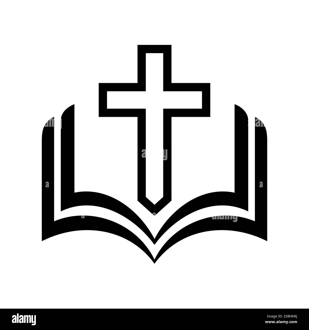 Religion icon. Simple black and white icon of christian cross standing ...
