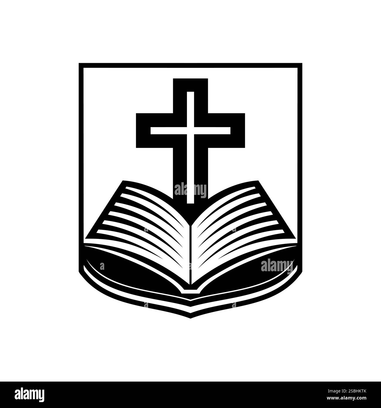 Religion icon. Simple black and white icon of christian cross standing ...