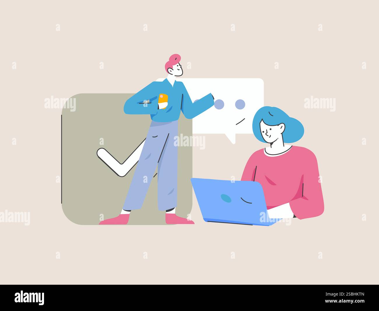 Communicate with consultants flat vector character concept operation ...