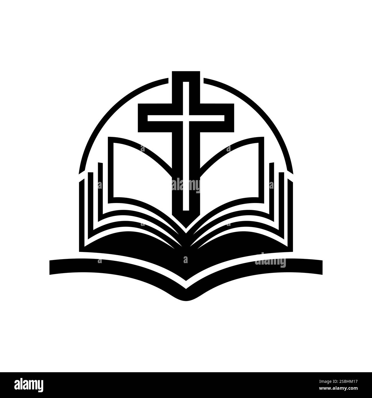 Religion icon. Simple black and white icon of christian cross standing ...