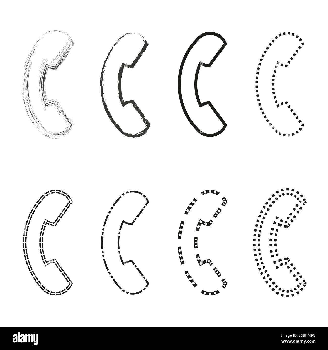 Phone handset icons. Multiple call symbols. Vector device set. Simple ...