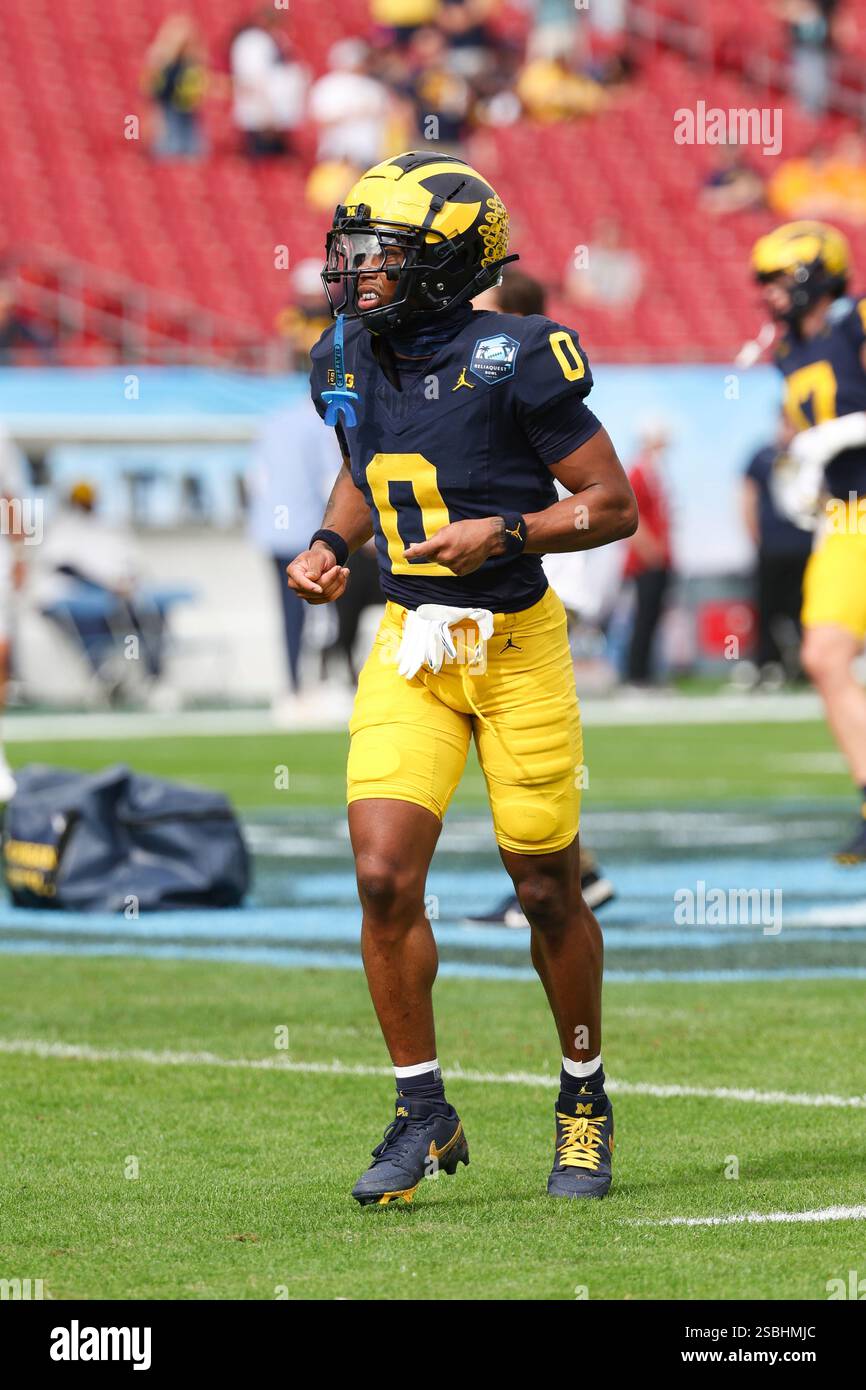 Michigan Wolverines wide receiver Semaj Morgan (0) warms up during the ...