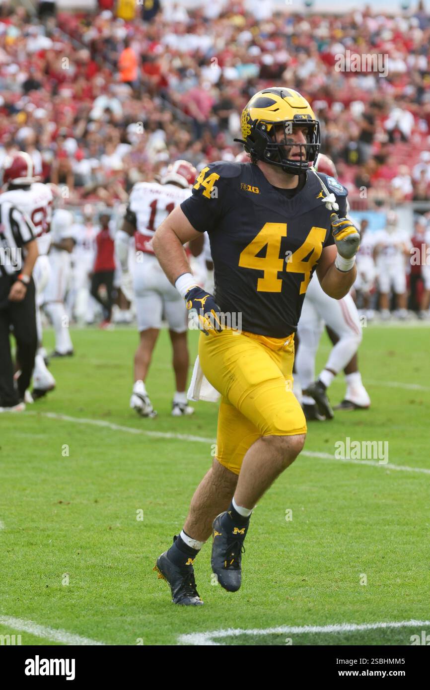 Michigan Wolverines tight end Max Bredeson (44) runs off the field ...