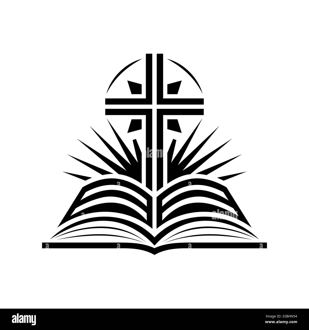 Religion icon. Simple black and white icon of christian cross standing ...