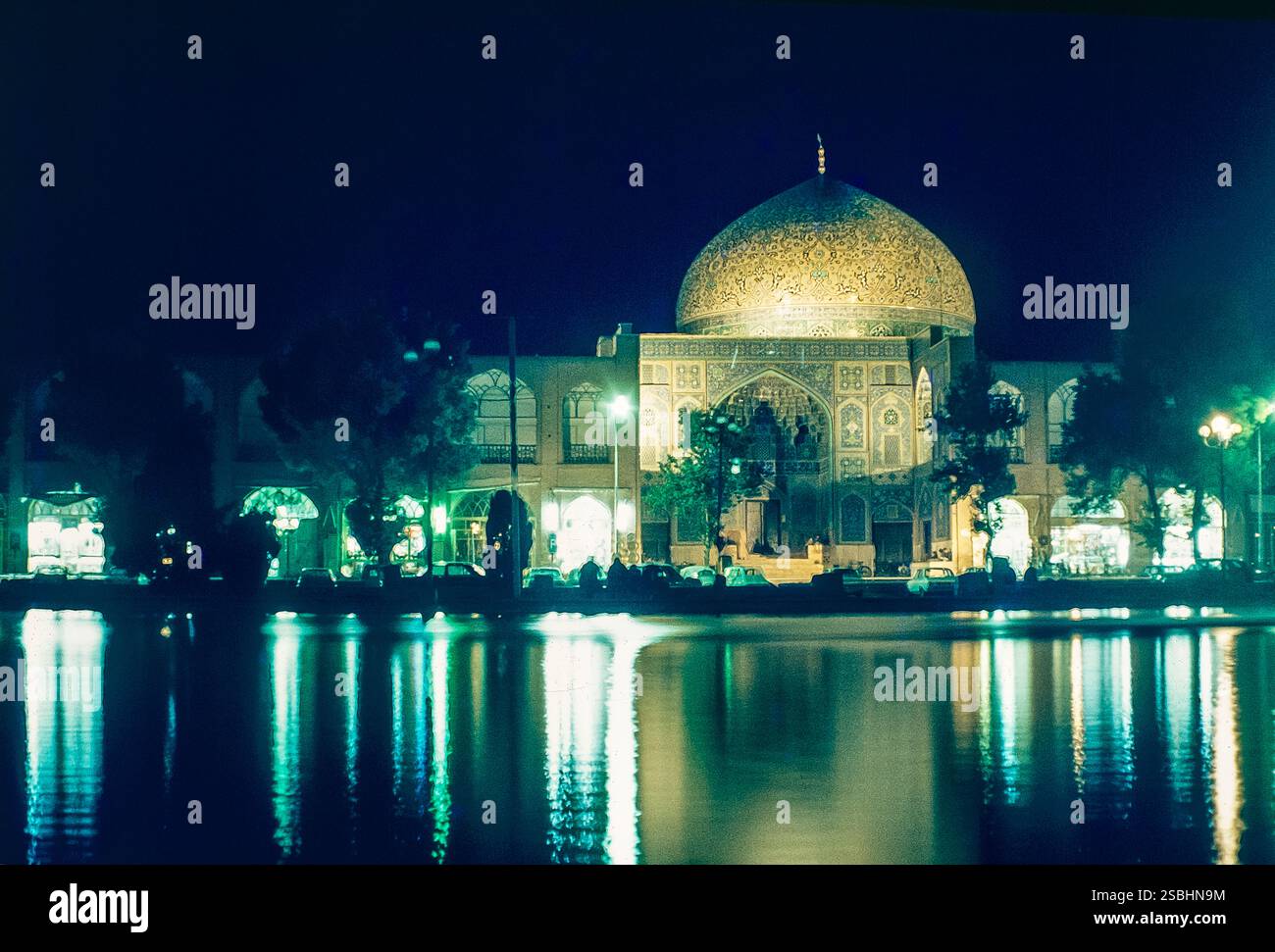 City night scene in Isfahan of the Sheikh Lotfollah Mosque on the ...