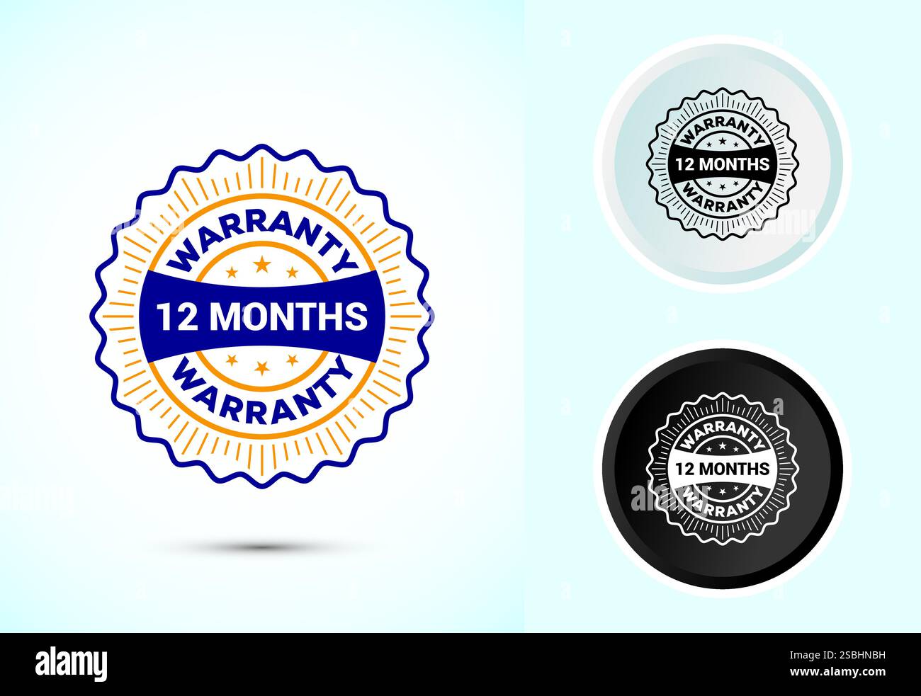 Advertising 12 months warranty label, icon, logo, badge, symbol design ...