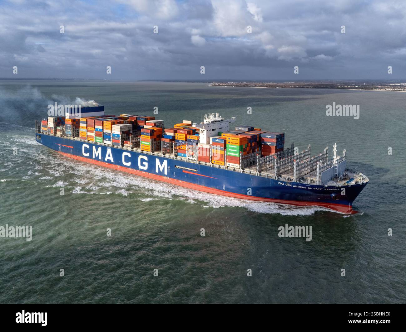 An aerial view of the French container ship CMA CGM Antoine de Saint ...