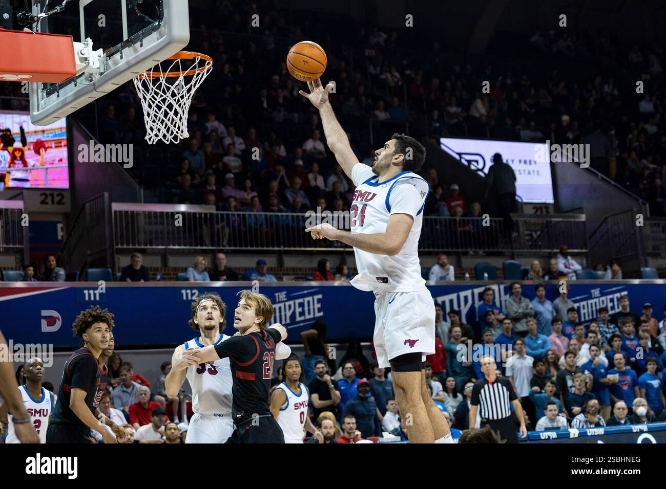 DALLAS, TX - FEBRUARY 01: SMU Mustangs center Samet Yigitoglu (#24 ...