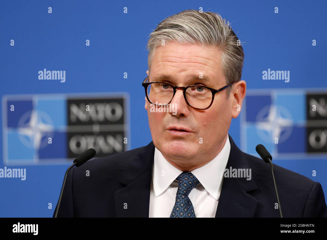 Prime Minister Sir Keir Starmer speaking at a press conference with ...