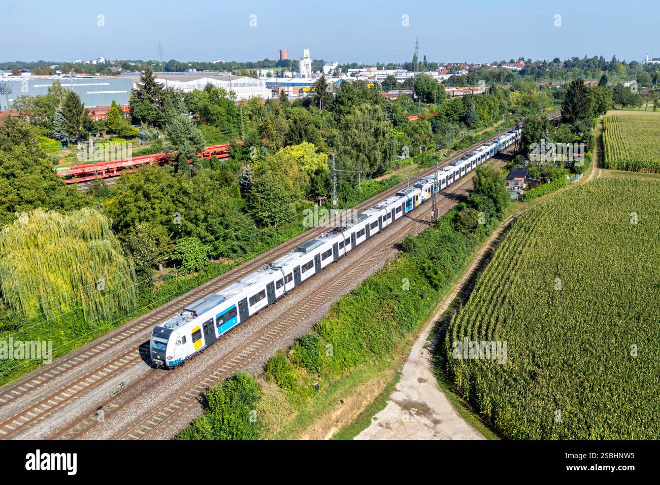 Kornwestheim, Germany - September 6, 2024: Aerial view of S-Bahn ...