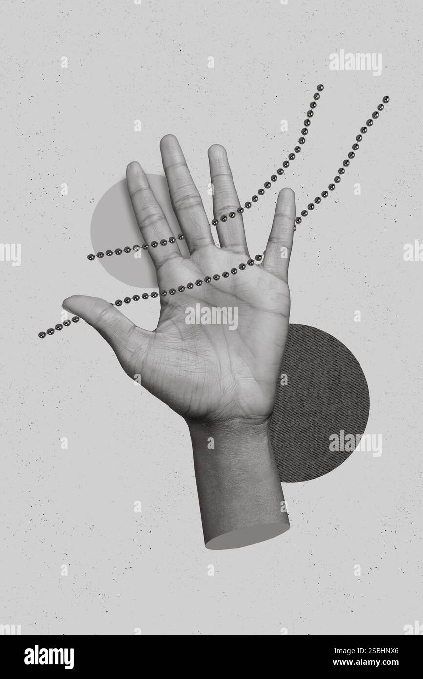 Composite collage photo of human hand raise up five number count ...