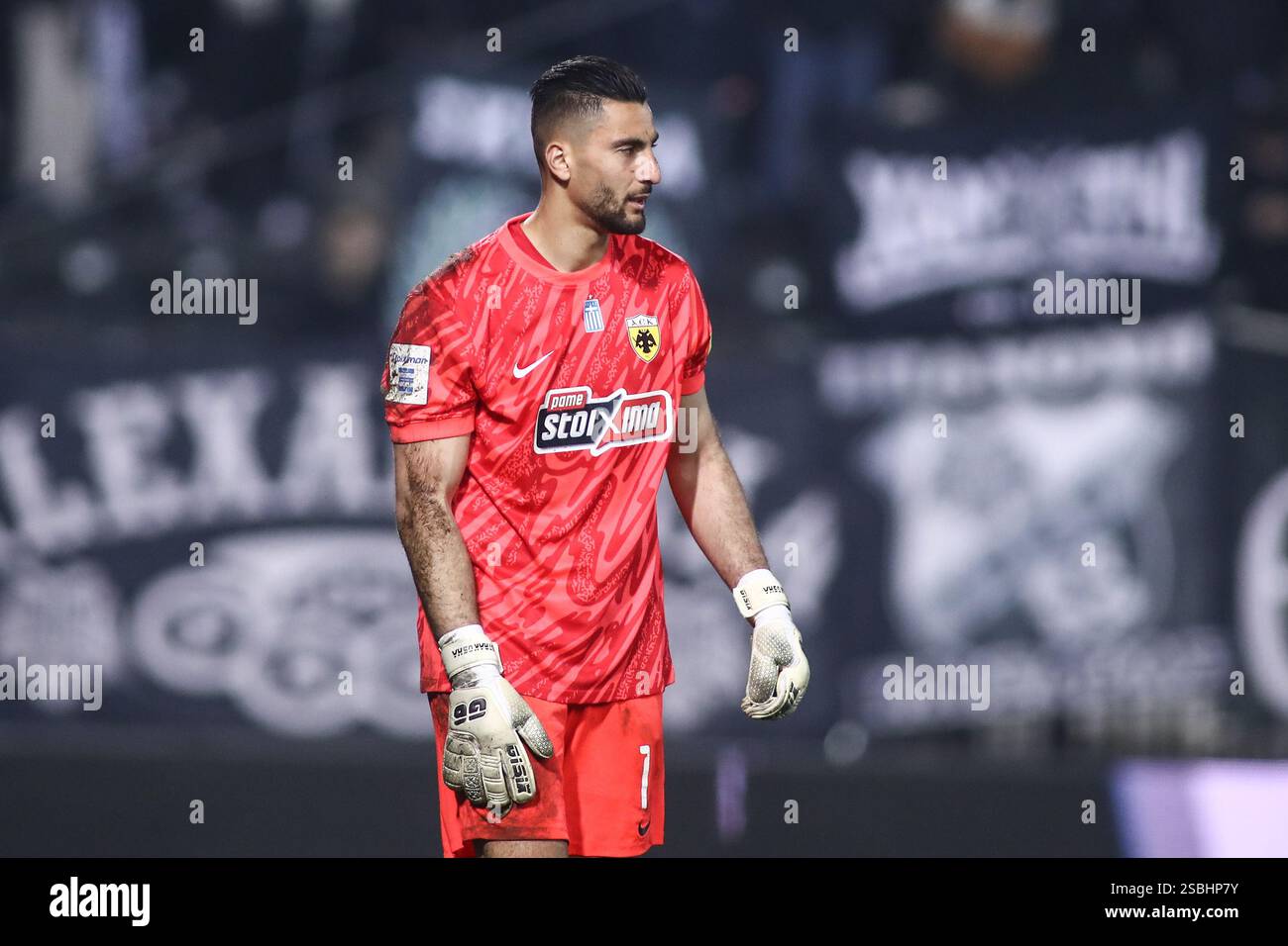 Thessaloniki, Greece. 2nd Feb, 2025. AEK's goalkeeper Thomas Strakosha ...