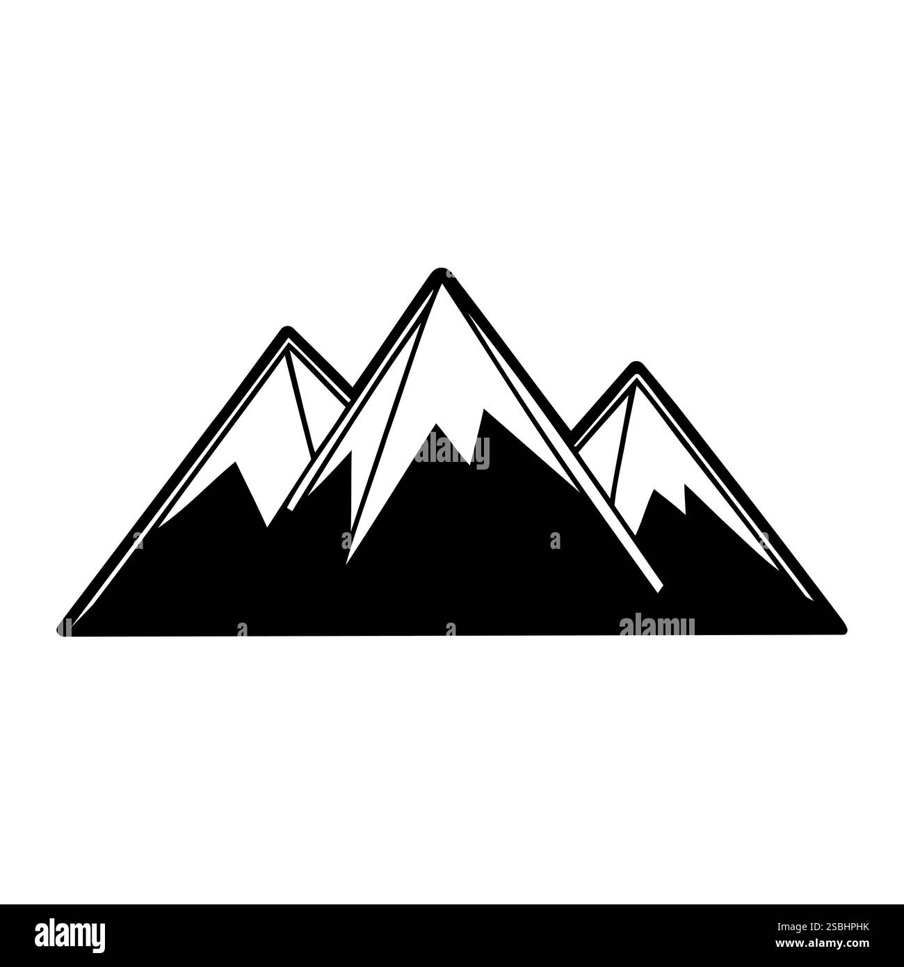 Mountain icon. Black mountain icon in flat style. Mountain symbol ...