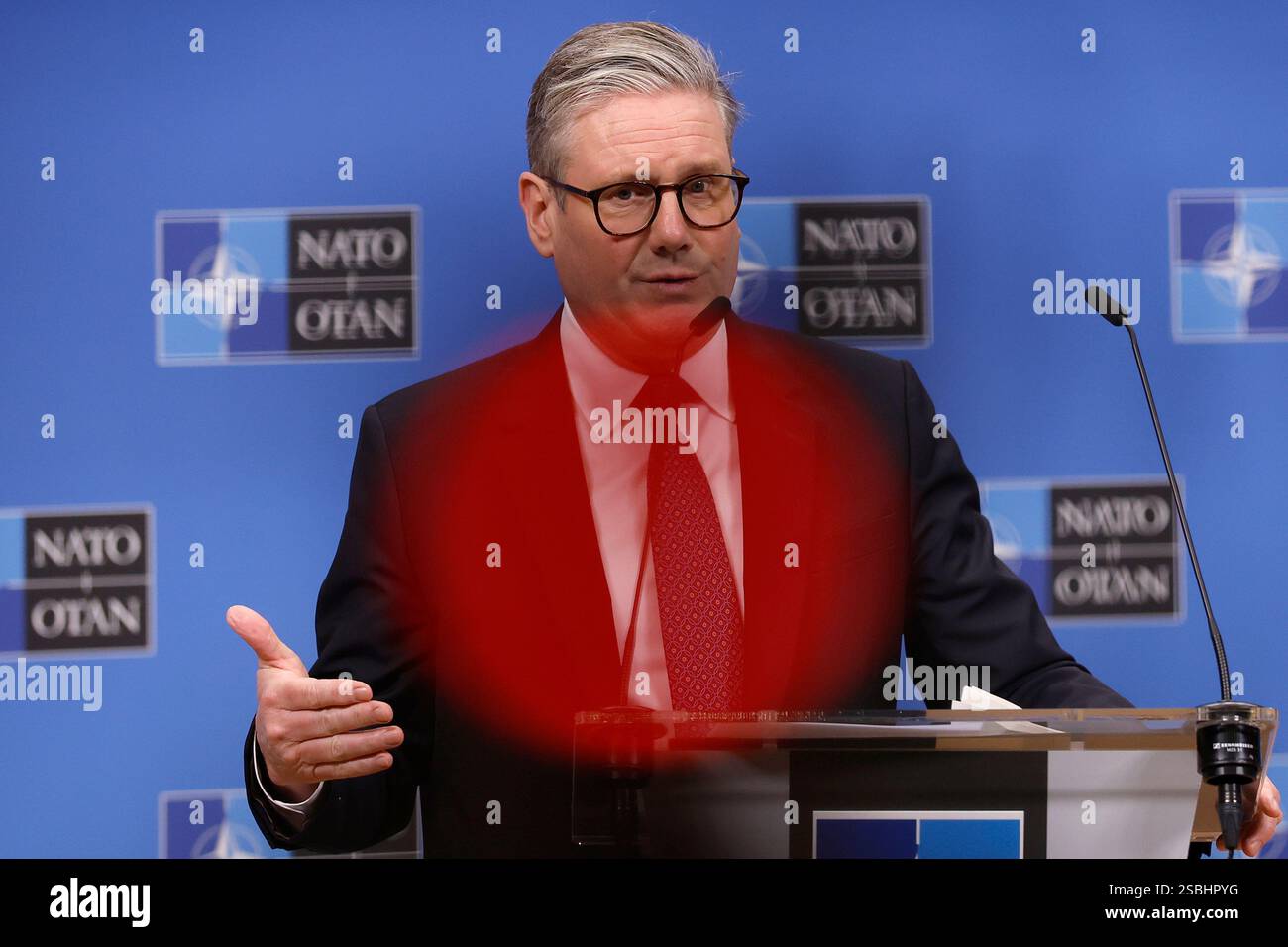 Prime Minister Sir Keir Starmer speaking at a press conference with ...