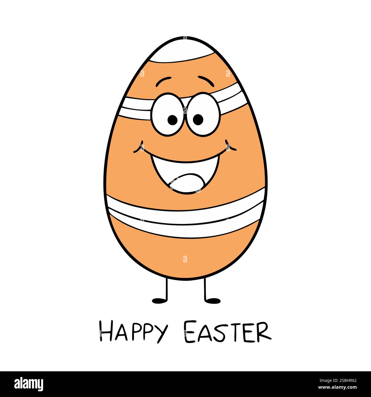 Cartoon easter egg with smiling face is wishing you happy easter ...