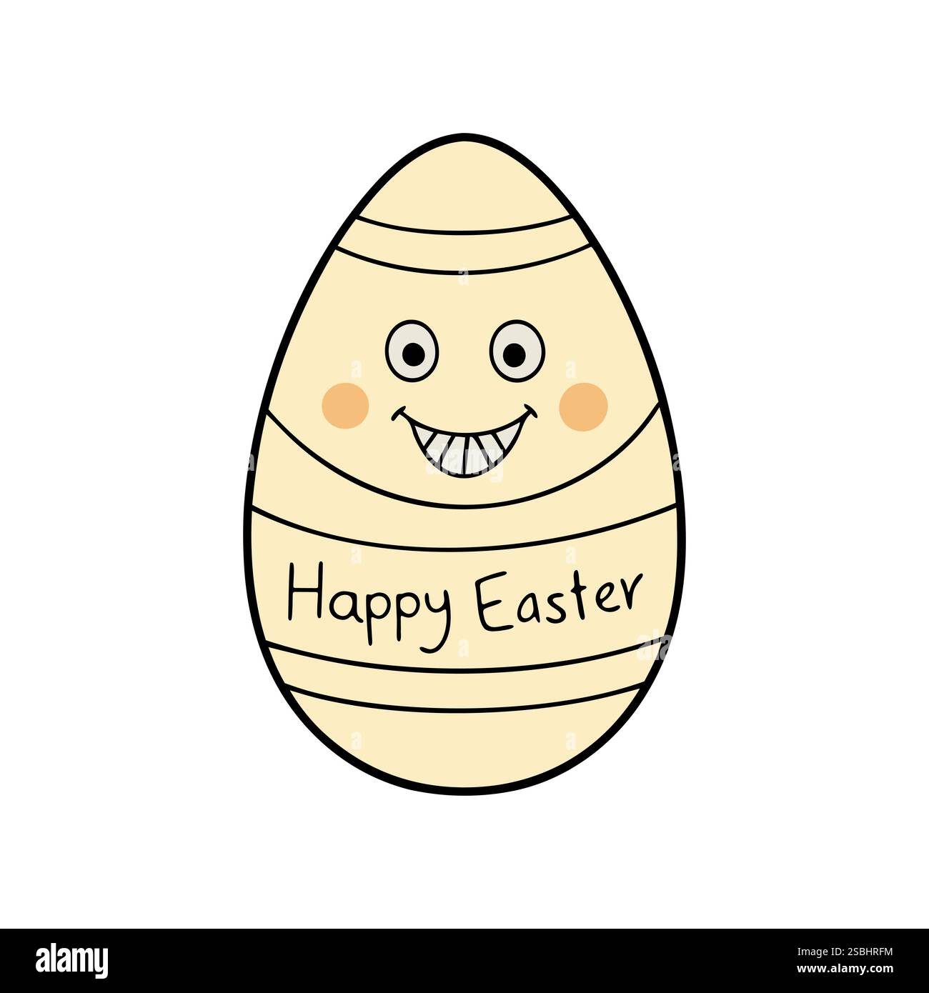 Cartoon easter egg with smiling face is wishing you happy easter ...
