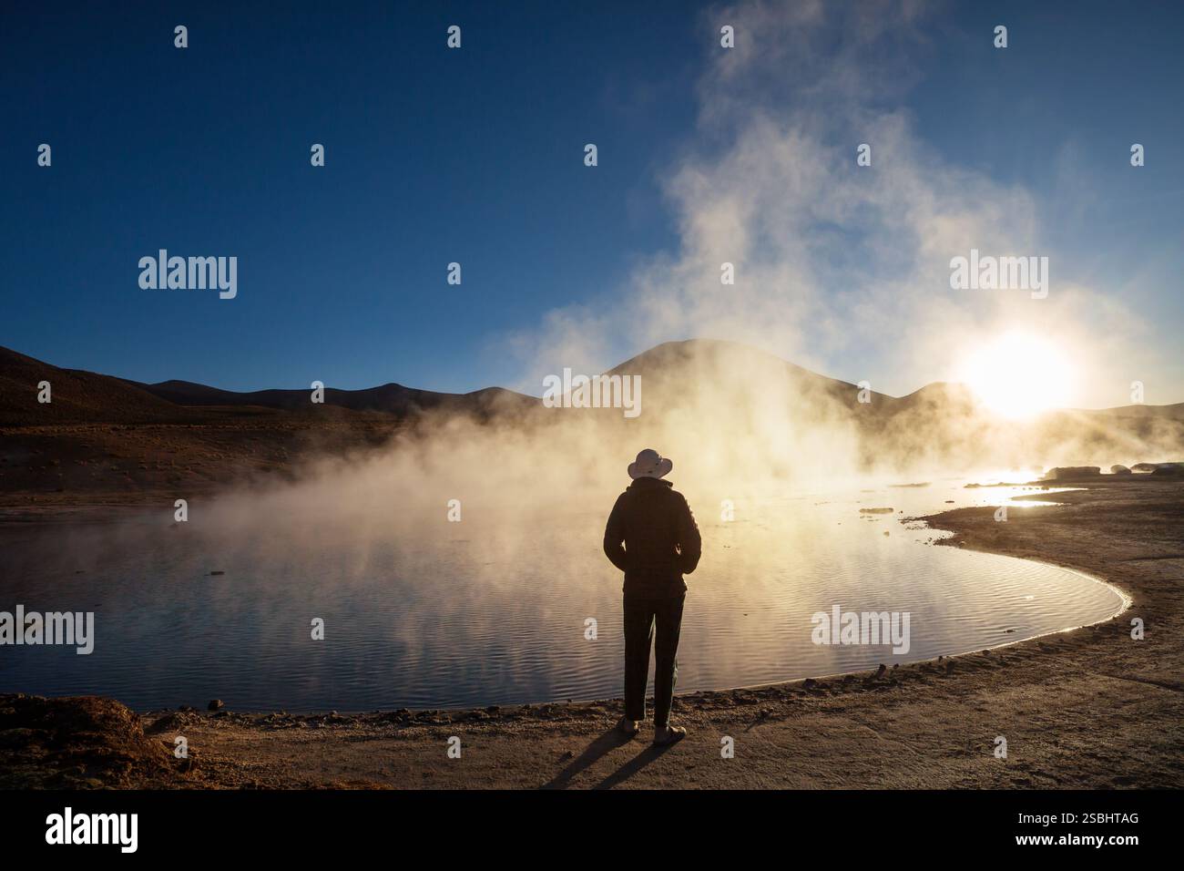 Natural Hot Spring in Atacama desert, Chile, South America Stock Photo ...