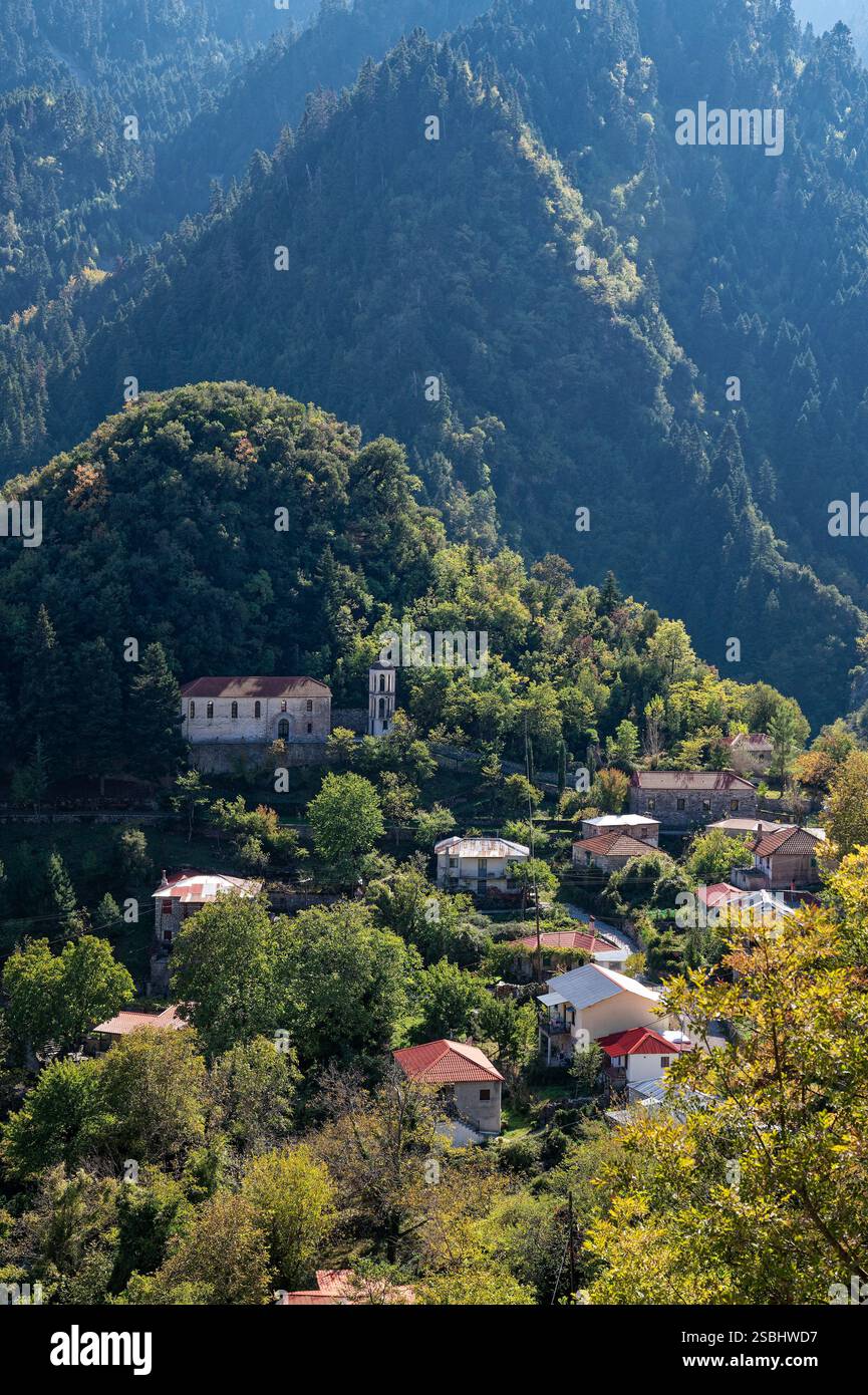 The traditional village of Chryso at the area of Agrafa Mountains in ...