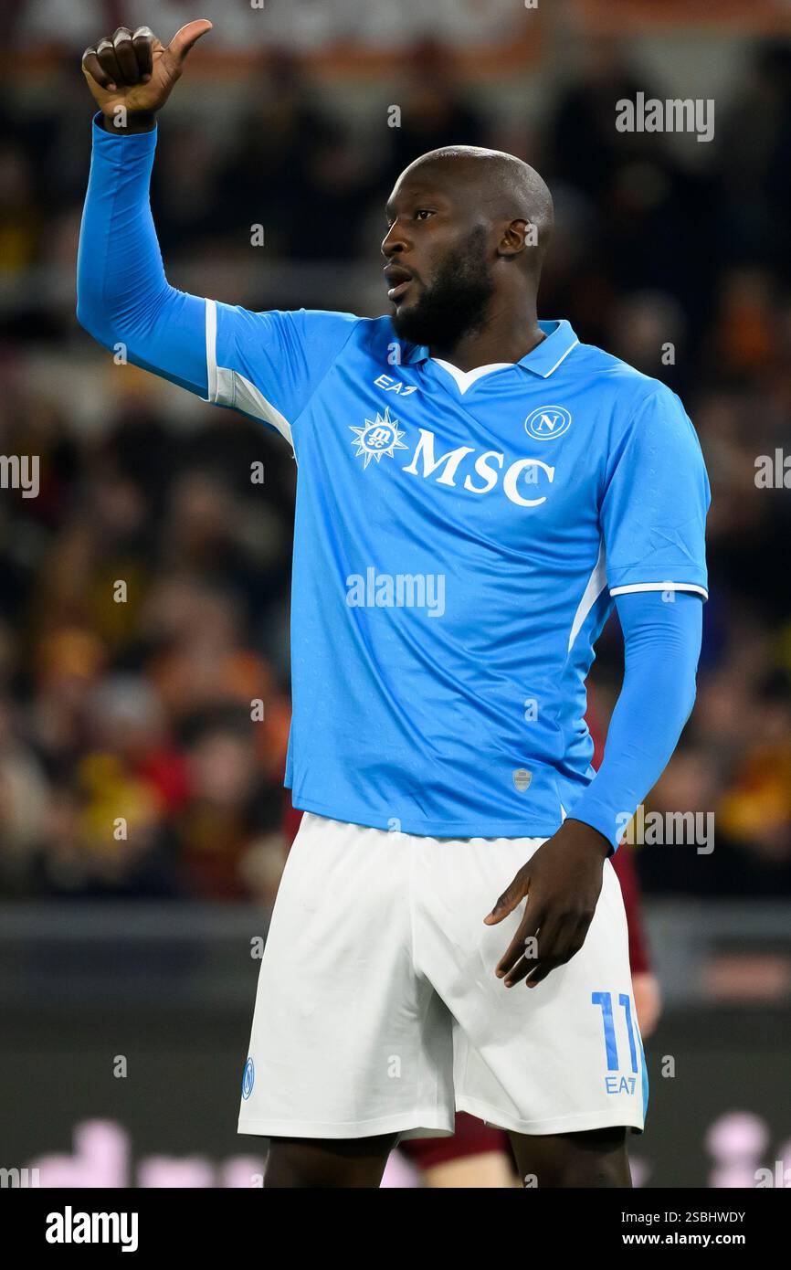 Romelu Lukaku of SSC Napoli gestures during the Serie A football match ...