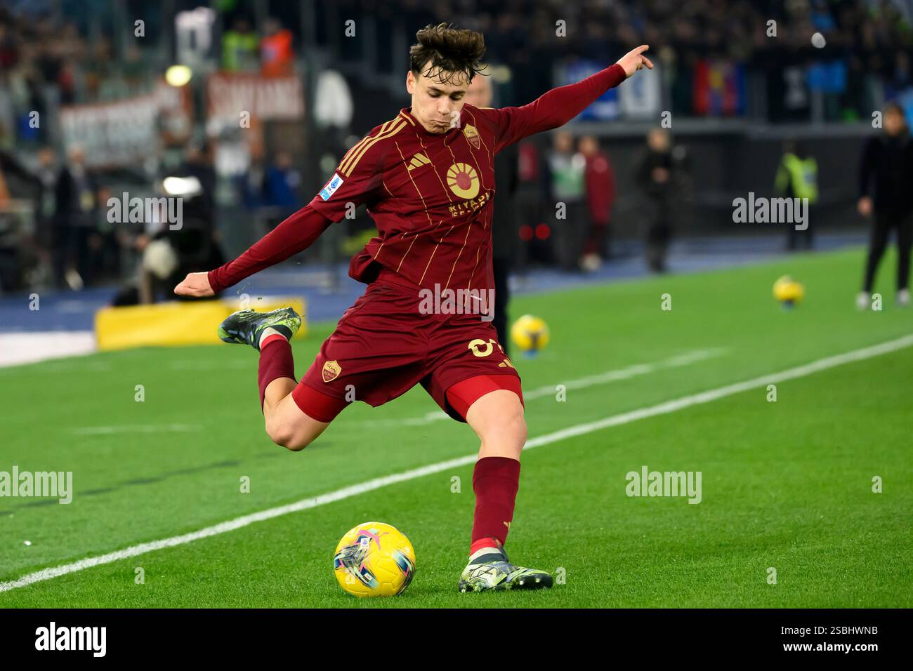 Niccolo Pisilli of AS Roma in action during the Serie A football match ...