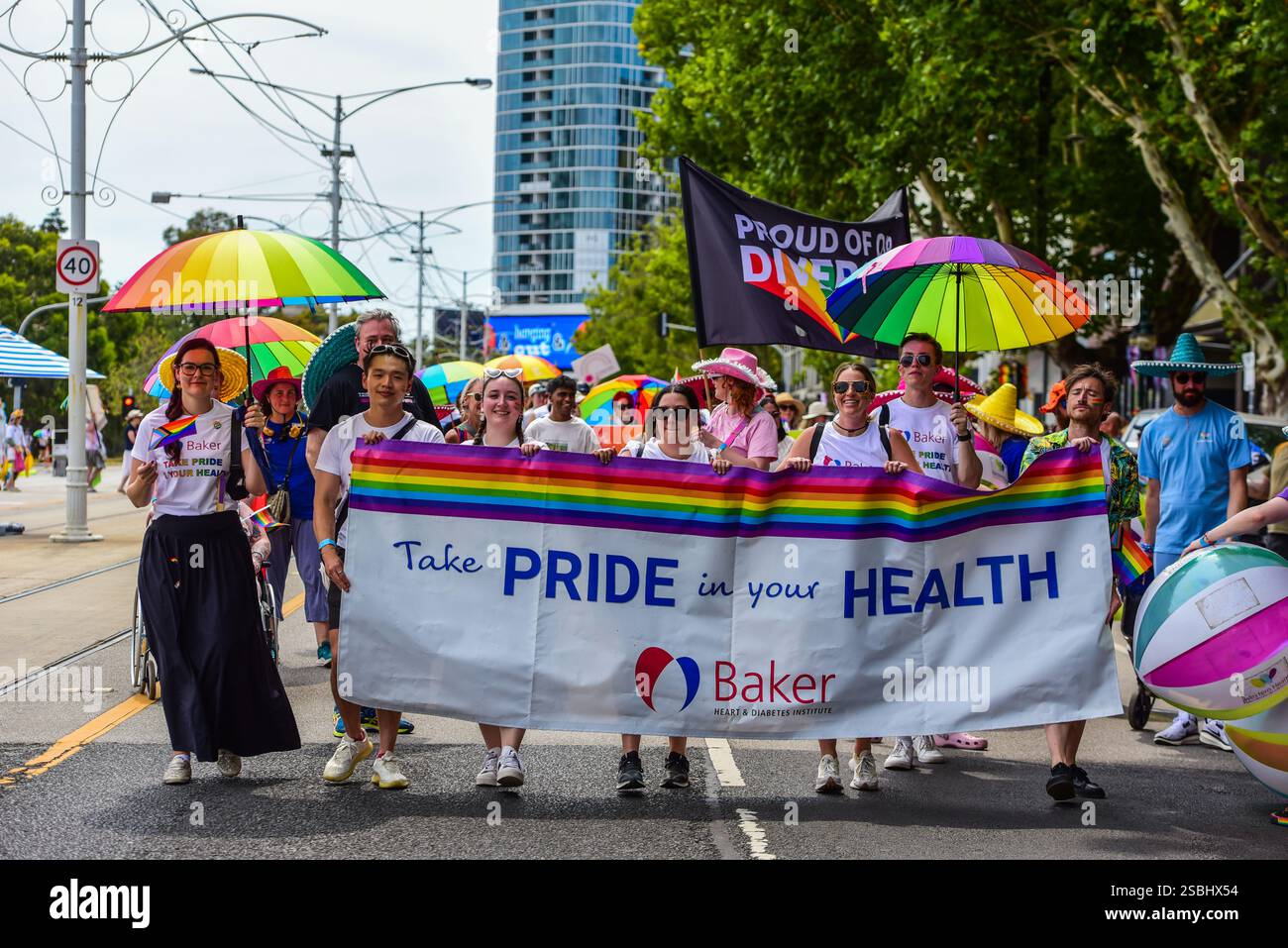 Melbourne, Australia. 02nd Feb, 2025. Baker Institute staff are seen marching in the Pride ...