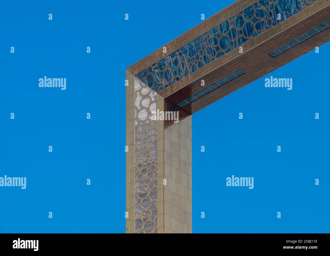 Dubai Frame shot from below. This unique building looks like a picture ...