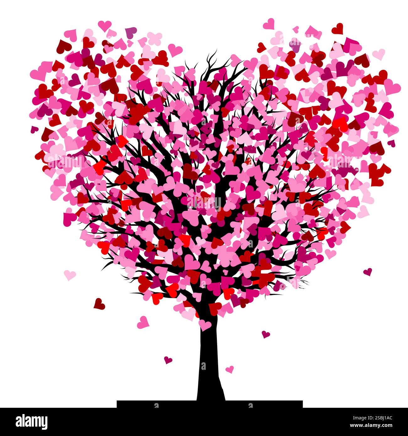 Love tree with a tree with pink leaves in the shape of hearts Stock ...