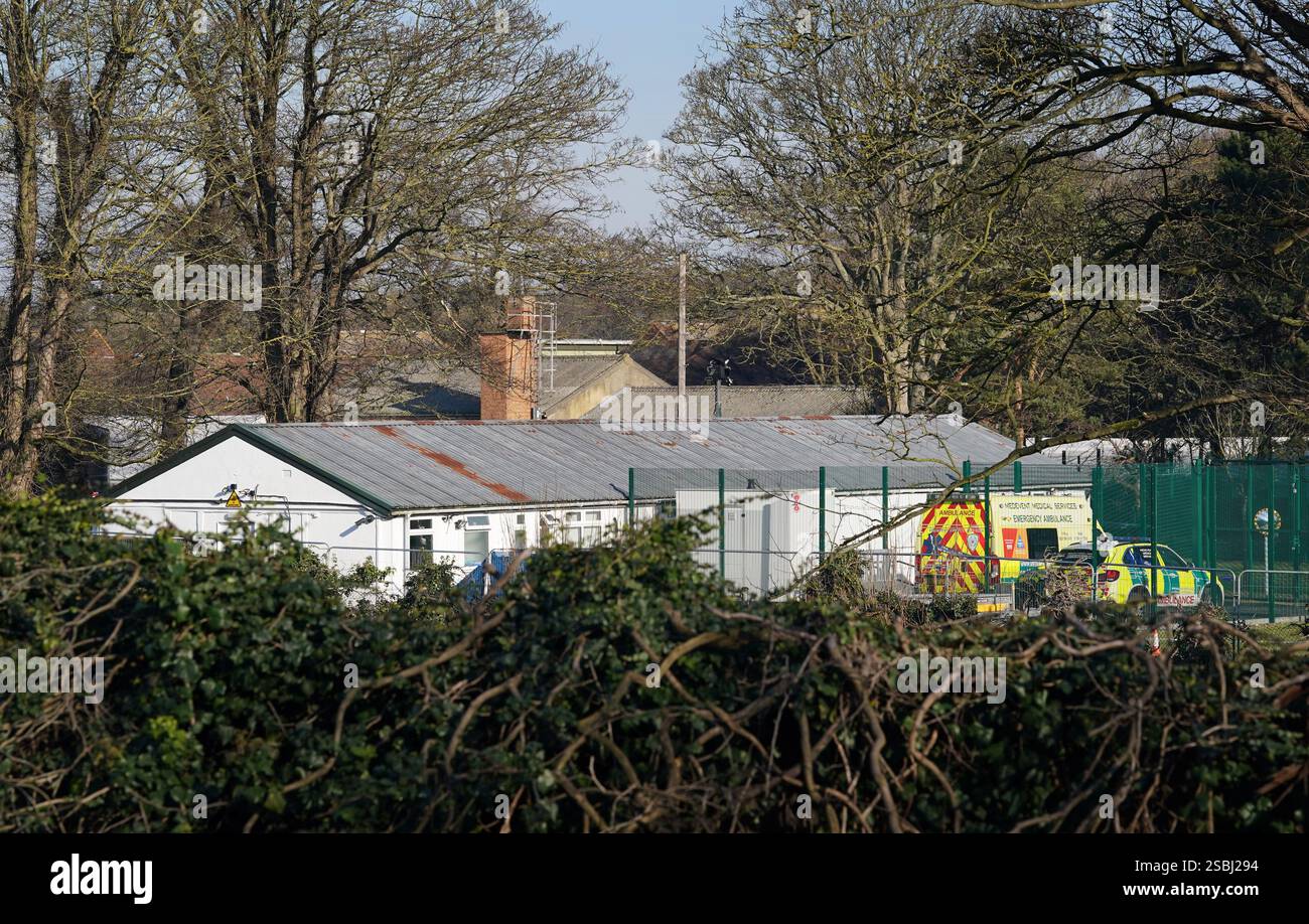 A view of the Manston Immigration Processing Centre in Manston, Kent ...
