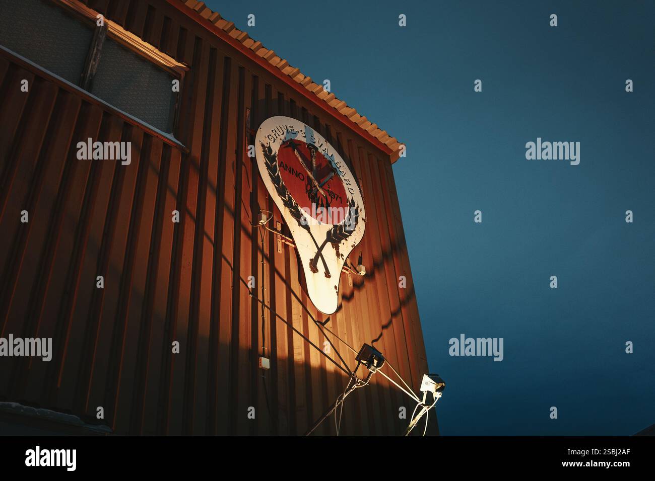 Gruve 3 Svalbard mine logo on building outside Longyearbyen in the ...