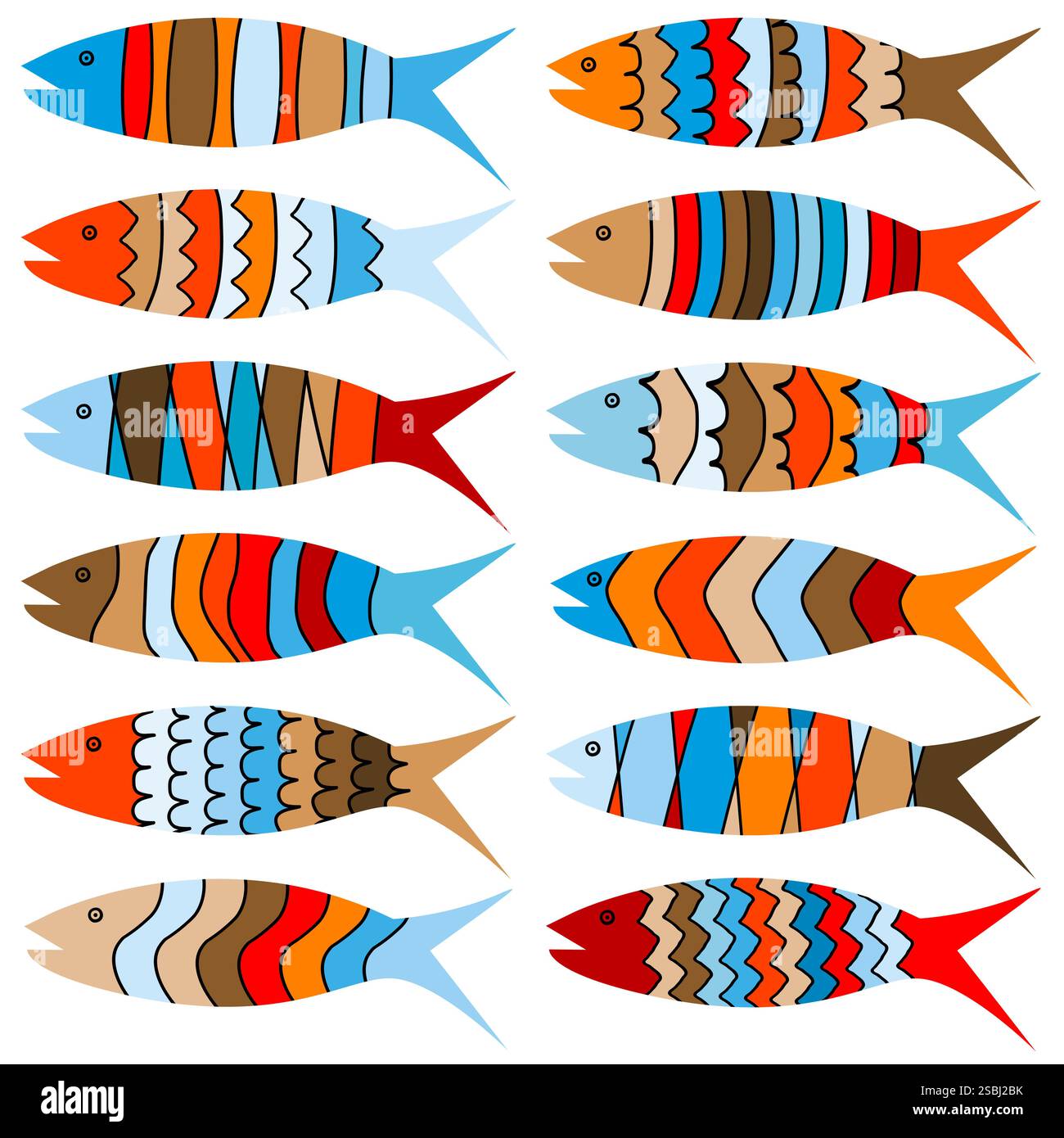 Stylized colored fish on white background Stock Vector Image & Art - Alamy
