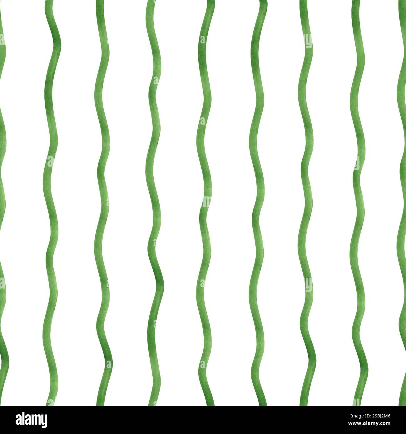 Seamless watercolor vertical green wave stripe pattern isolated ...