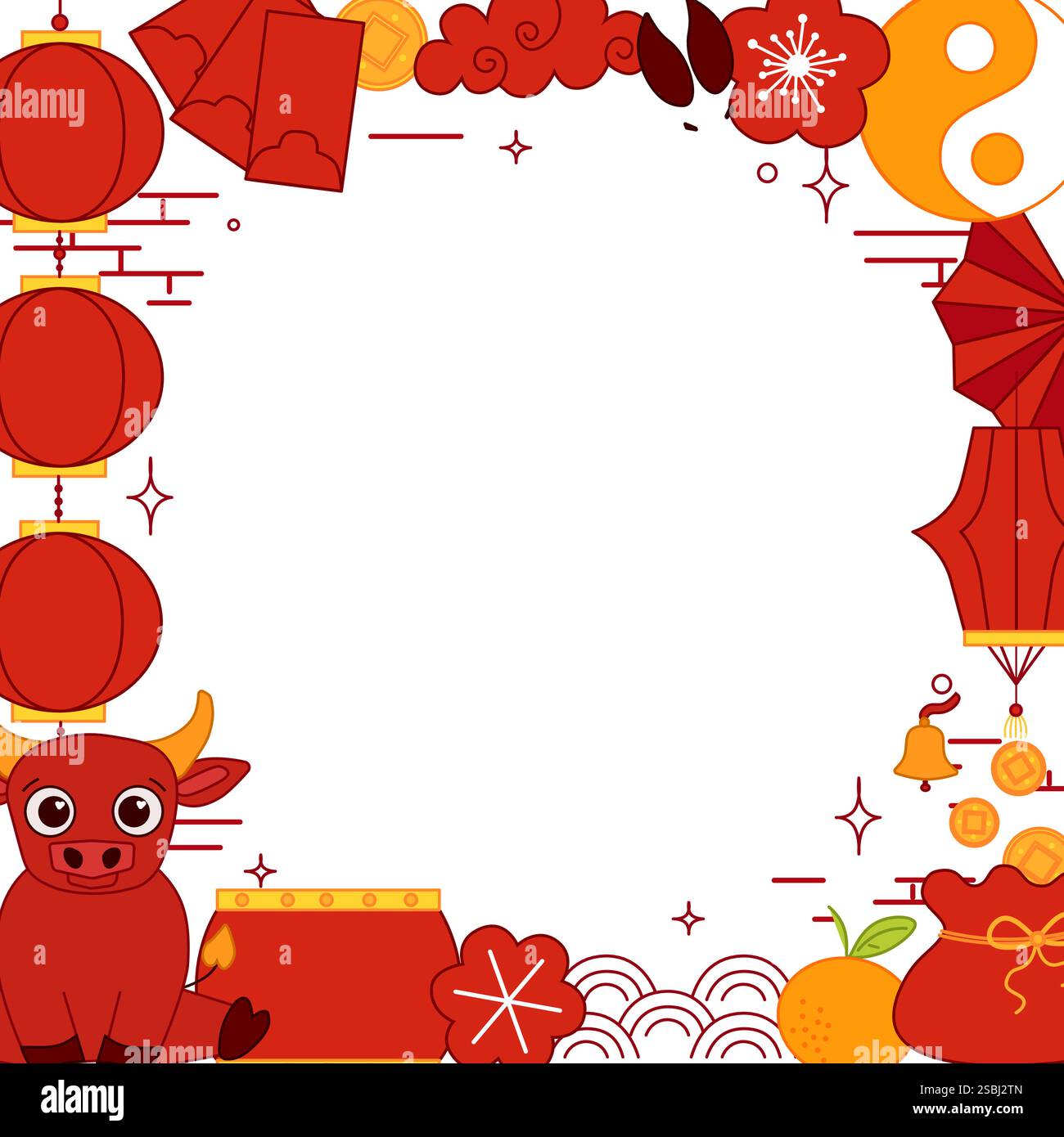 Classic Chinese elements 2033 bull lunar lantern festival CNY vector ...