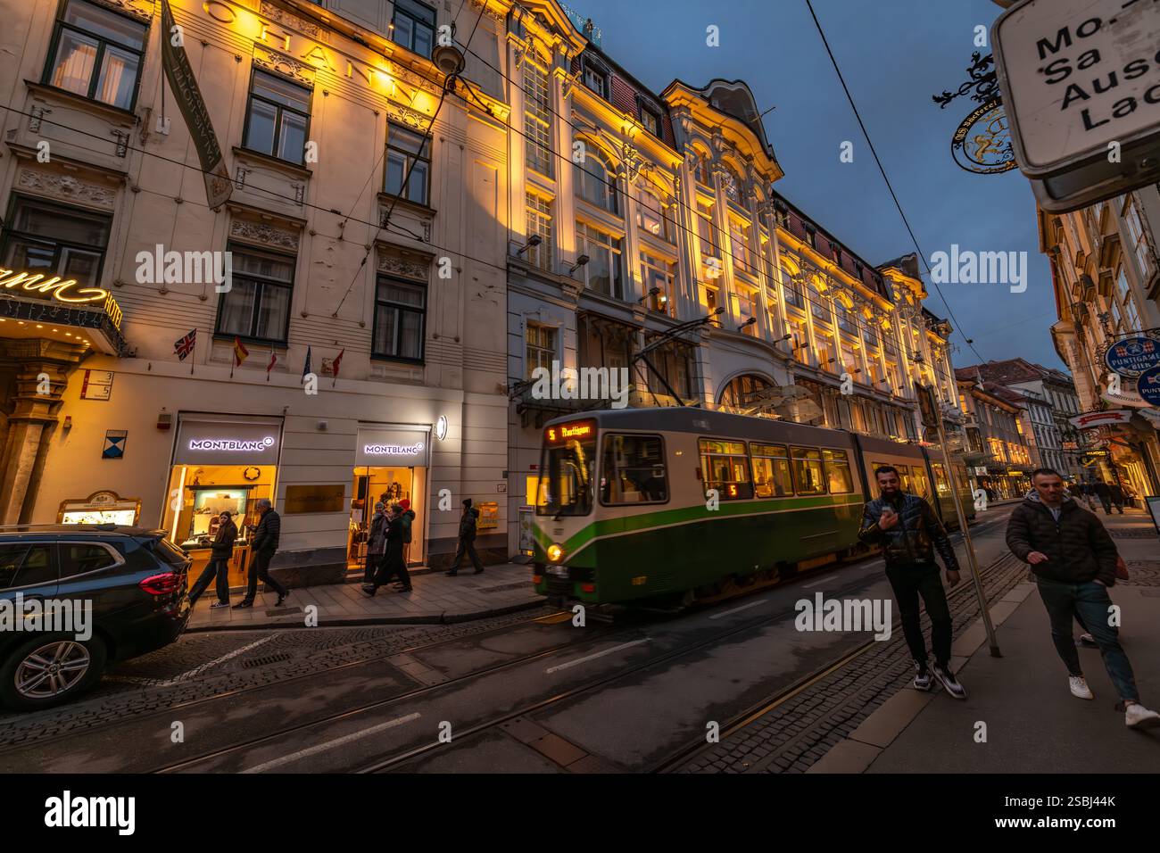Evening color cloudy streets in cold winter city of Graz Austria 02 01 ...