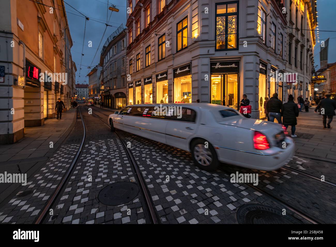 Evening color cloudy streets in cold winter city of Graz Austria 02 01 ...