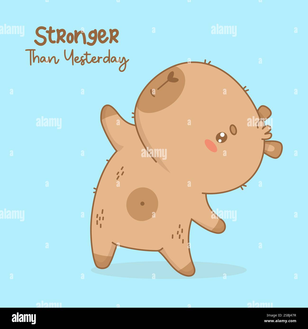 Cute Capybara sportsman is engaged in fitness. Cartoon kawaii animal ...