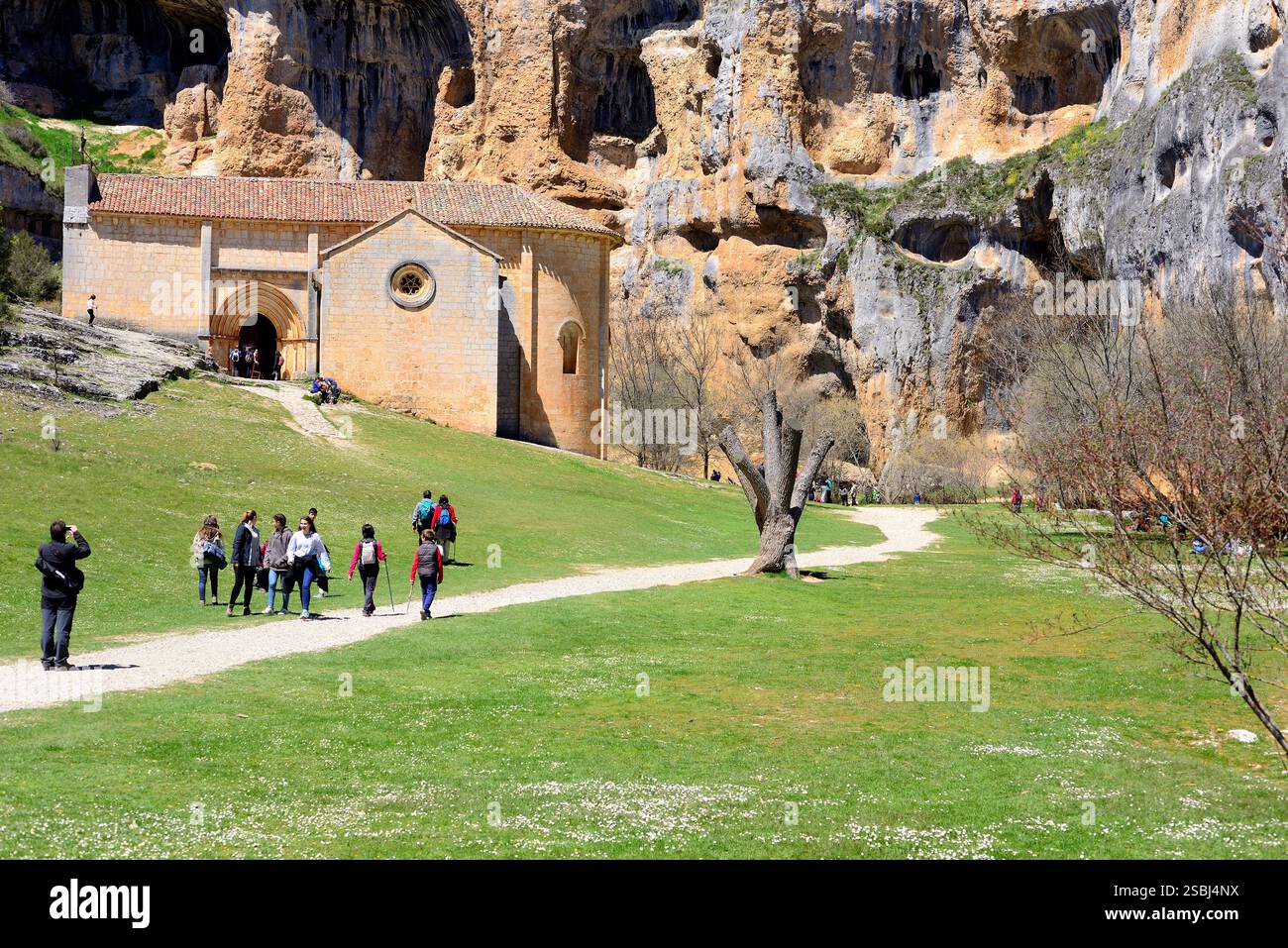 Saint Bartholomew chapel, Rio Lobos canyon, Soria, Spain Stock Photo ...