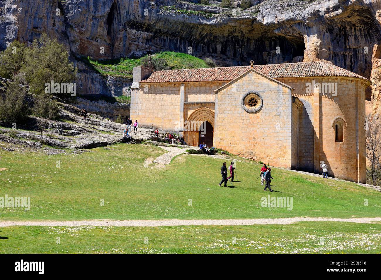 Saint Bartholomew chapel, Rio Lobos canyon, Soria, Spain Stock Photo ...