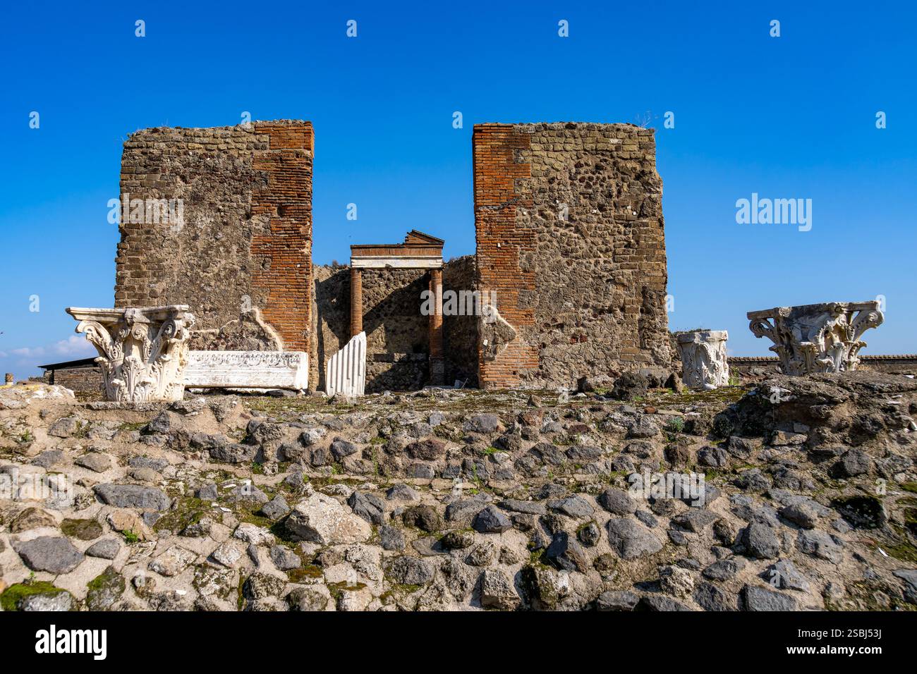 Broken Corinthian capitals at the Temple of Fortuna Augusta, Building ...