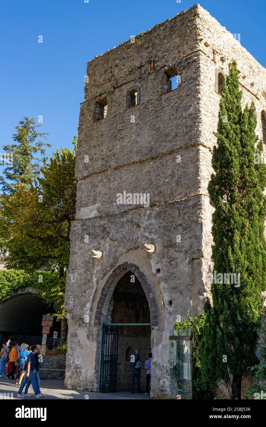 A tower of the 13th Century Villa Rufolo by the Piazza Duomo in the ...