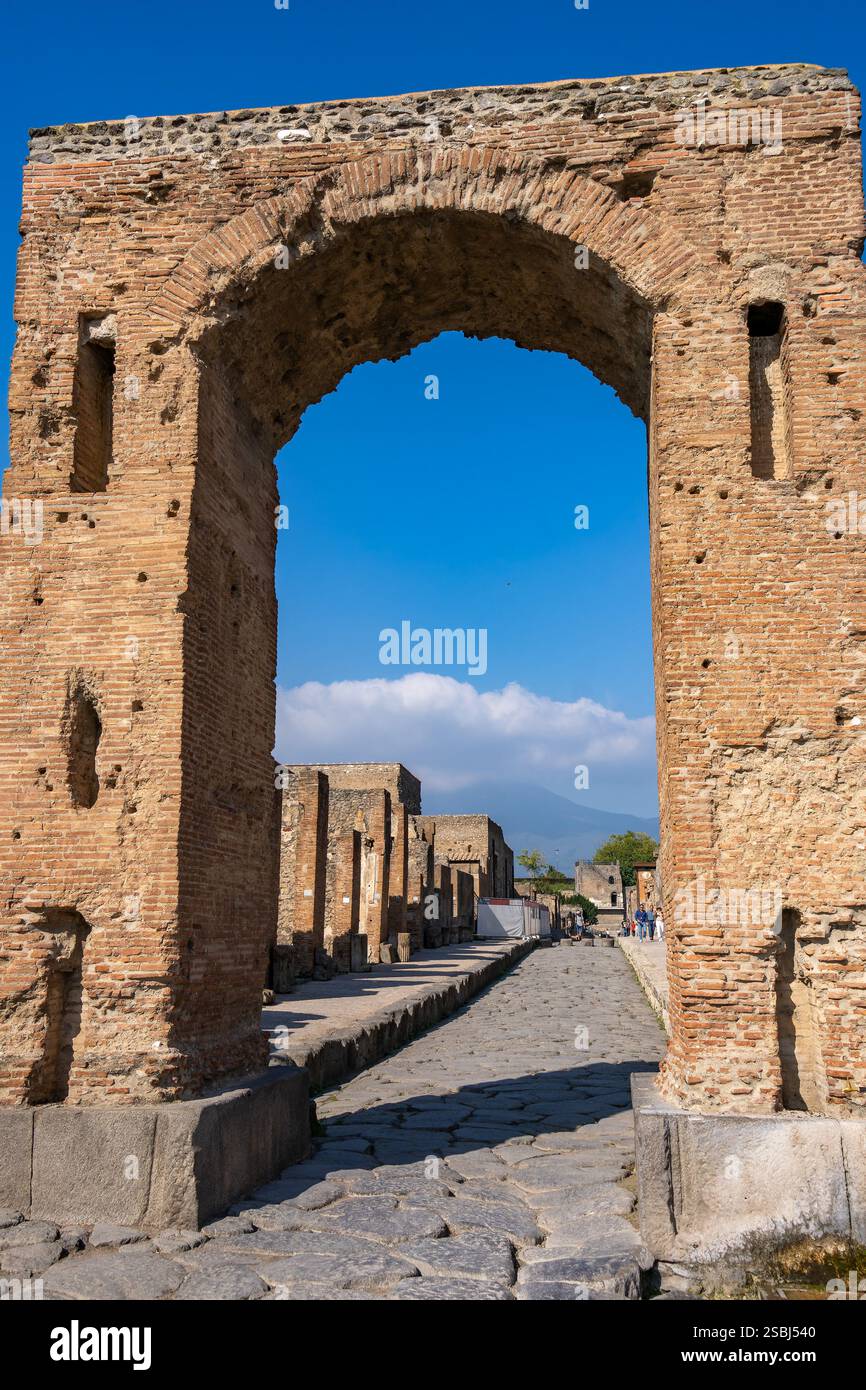 The Arch of Caligula over the Via Mercurio framing Mt. Vesuvius in the ...