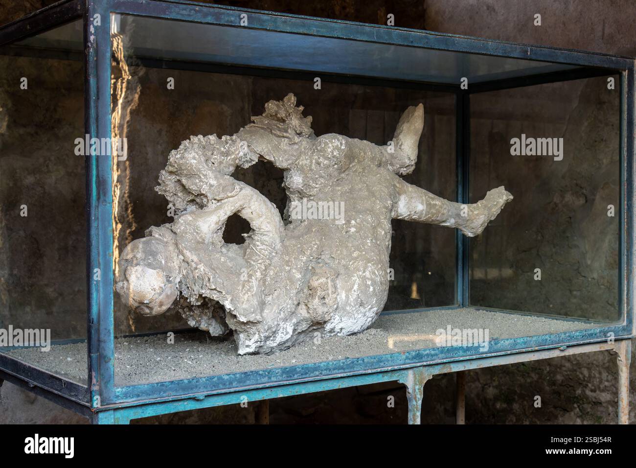 Plaster cast of a victim of the volcanic eruption in the ancient Roman ...