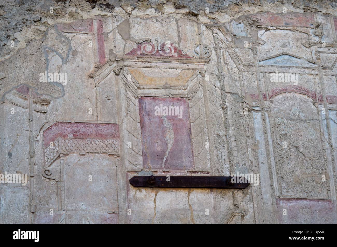 Detail of the stucco wall of the nymphaeum of the Stabian Baths in the ...