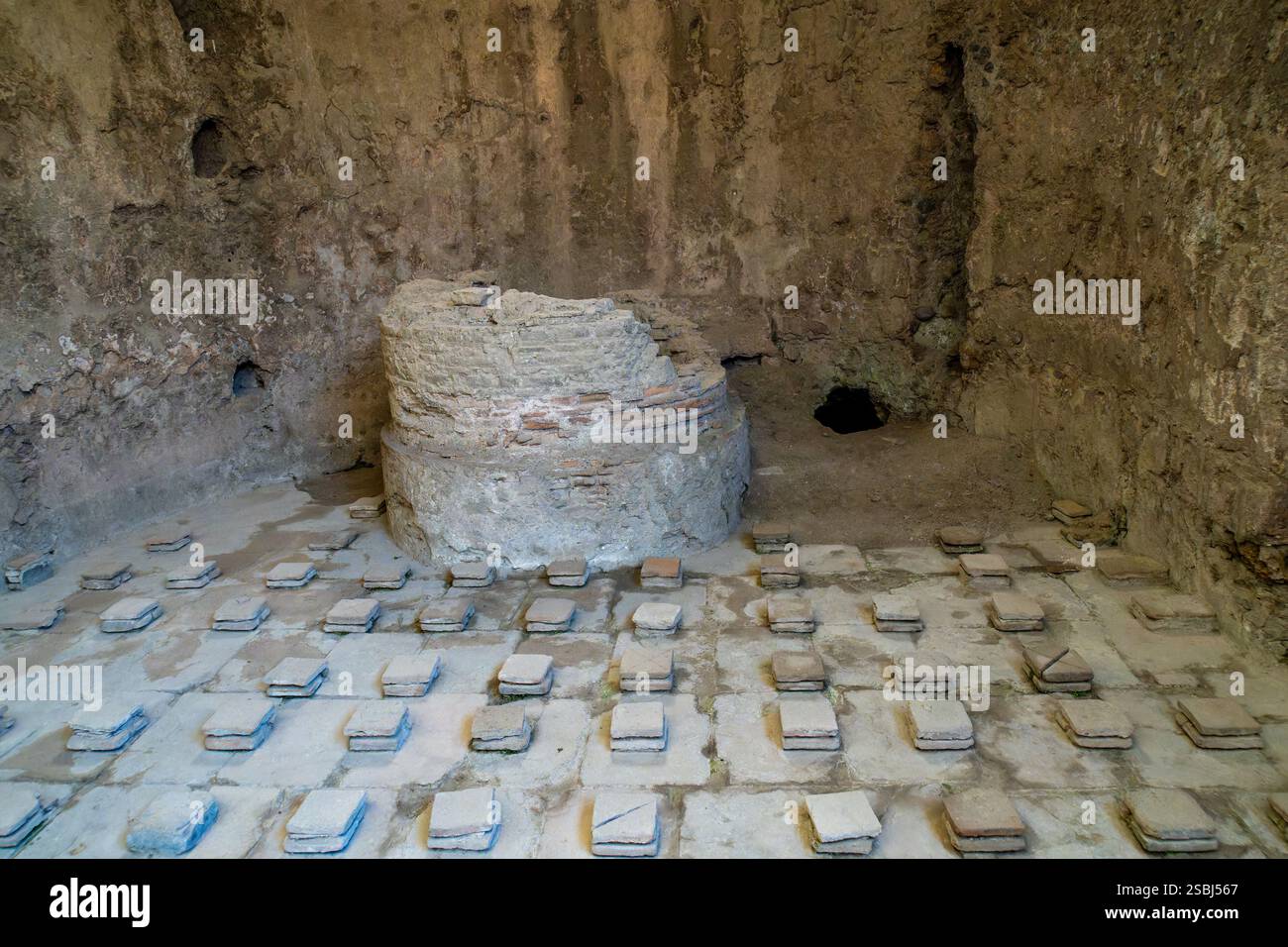 The furnace & hypocaust floor supports of the Stabian Baths, Building ...