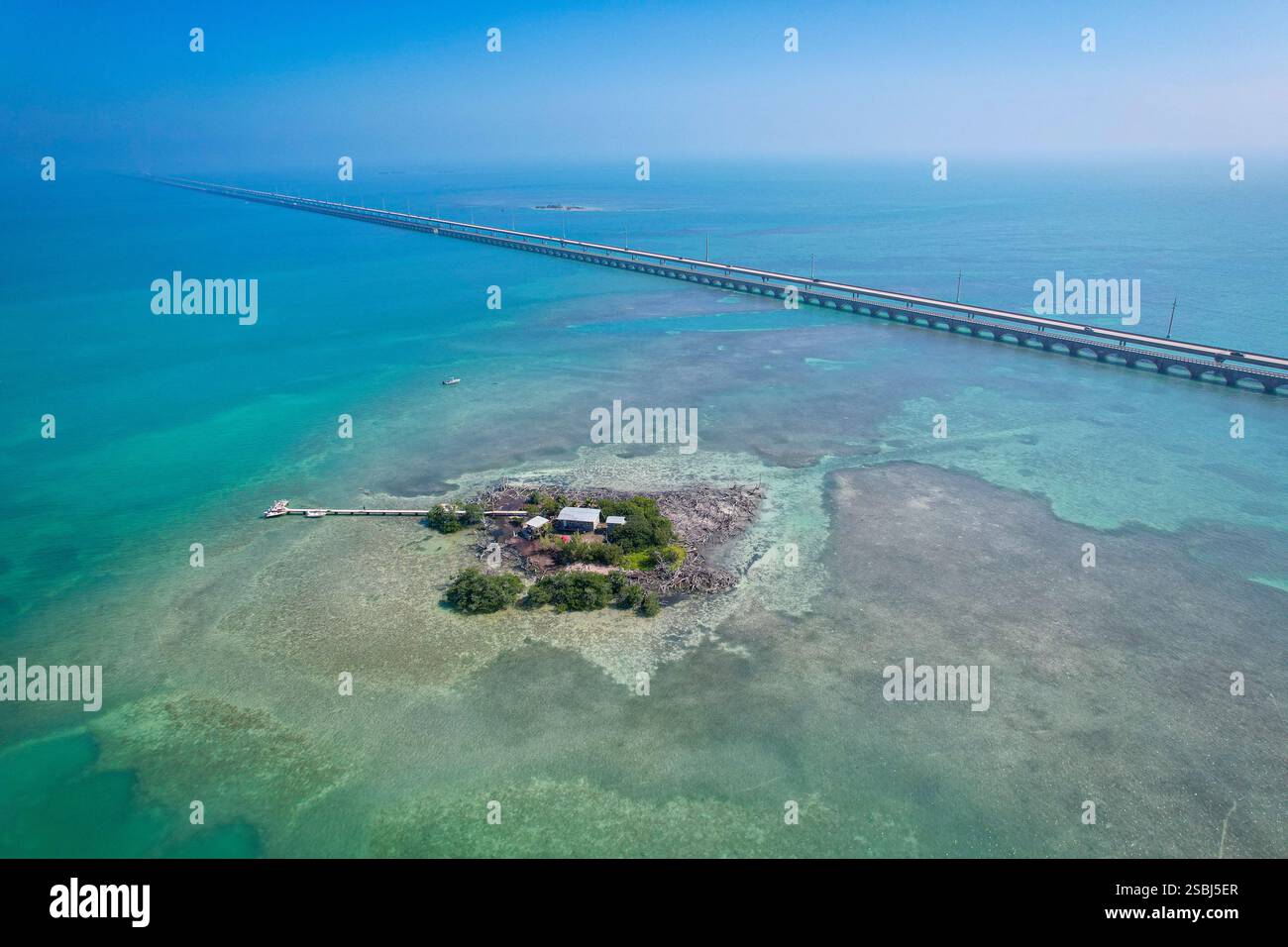 Overseas highway to Key West island, Florida Keys, USA. Aerial view ...