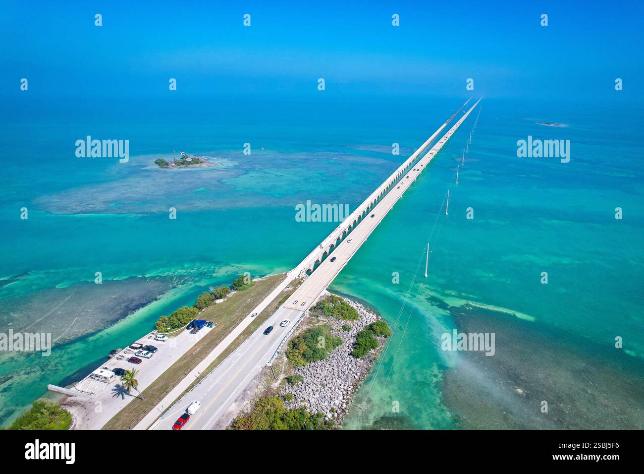 Overseas highway to Key West island, Florida Keys, USA. Aerial view ...